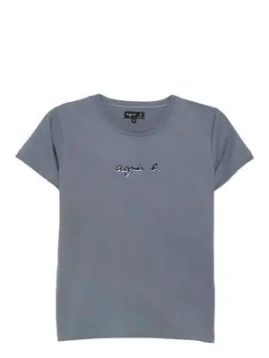 AGNÈS B. Logo-embroidered T-shirt - Blue