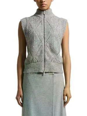 Peserico Zip-front Sleeveless Cardigan - Grey