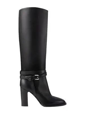 Ralph Lauren 90mm Buckle-strap Calfskin Boots - Black