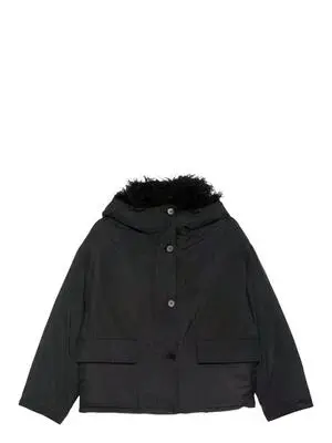 YVES SALOMON Faux Fur-trim Hooded Jacket - Black