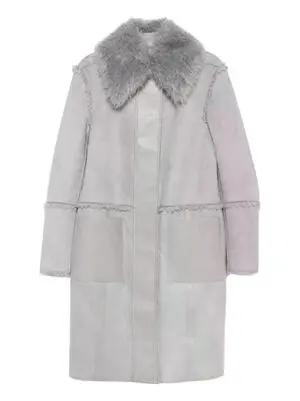 Patrizia Pepe Faux Fur Reversible Coat - Grey