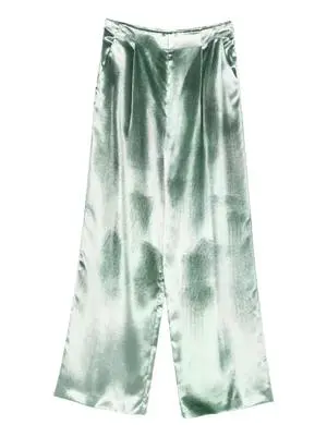Alberta Ferretti Satin Wide Leg Trousers - Green