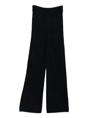 Soft Goat Cable Knit Wide Leg Pants - Blue