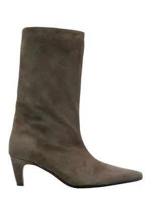 JUDE Pointed-toe Kitten Heel Boots - Brown