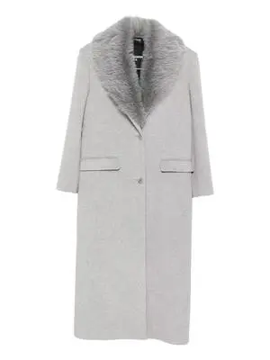 Patrizia Pepe Faux Fur Single-breasted Coat - Grey
