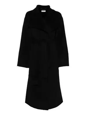 Soft Goat Belted Coat - Black