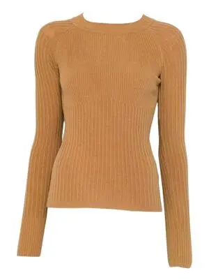 Patrizia Pepe Ribbed Fitted Sweater - Neutrals