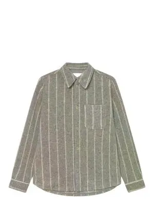 LES DEUX Lennon Wool Pinstripe Shirt - Grey