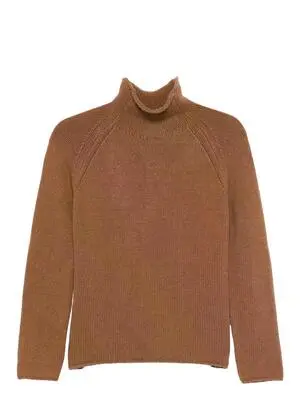 SCAGLIONE Mock-neck Raglan-sleeve Sweater - Brown