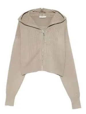 Patrizia Pepe Hooded Ribbed Cardigan - Neutrals