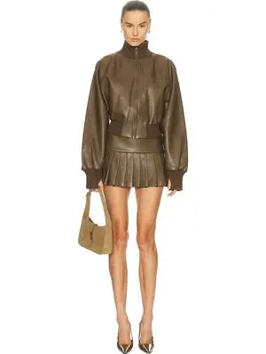 Norma Kamali Oversized Turtleneck Bomber Jacket - Bark