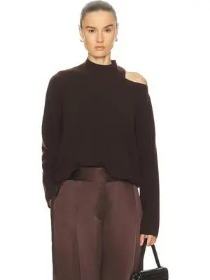 THE SEI Open Shoulder Wool-cashmere Blend Sweater - Cocoa