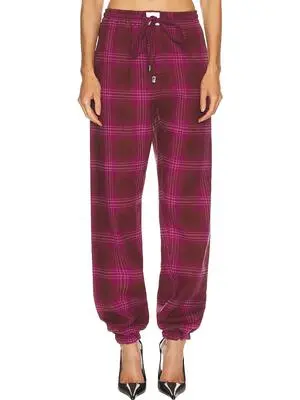 Attico Check Long Pant - Burgundy