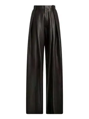 RALPH LAUREN Pleated Wide-Leg Leather Trousers