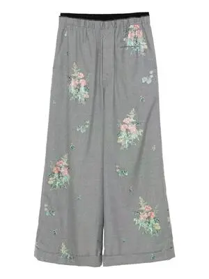 BED J.W. FORD Floral Embroidered Trousers - Grey