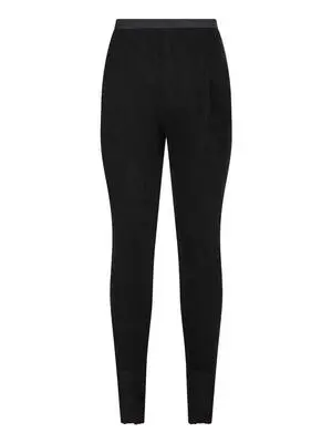 Valentino Garavani Ribbed Lace-detailed Leggings - Black