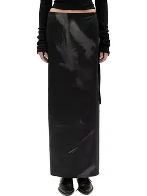 ANN DEMEULEMEESTER Printed Satin Maxi Skirt - Black