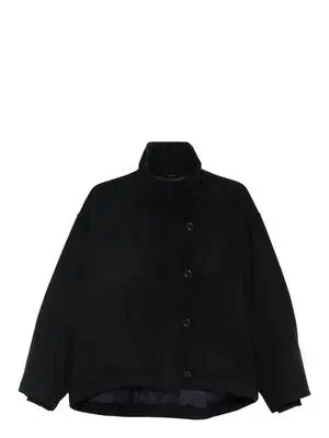 Emporio Armani High-neck Buttoned Coat - Black