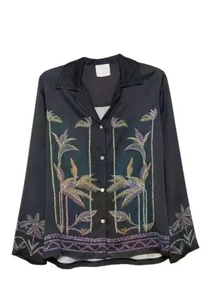 FORTE_FORTE Embroidered Floral Shirt - Blue