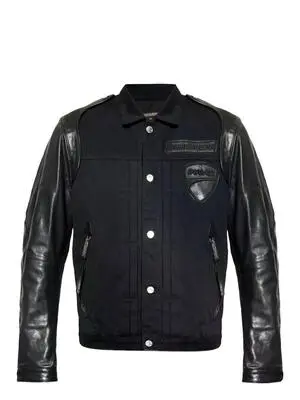 Dsquared2 X Ducati Leather-sleeve Shirt Jacket - Black