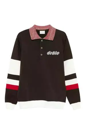 Drole De Monsieur Stripe-detail Polo Shirt - Brown