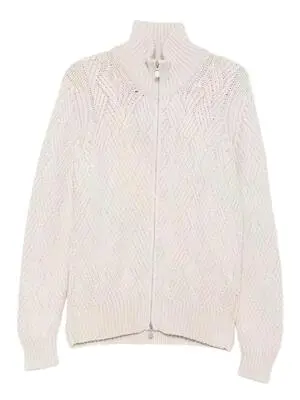 BARBA NAPOLI Patterned Zip-up Cardigan - Neutrals