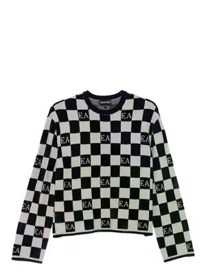 Emporio Armani Check-pattern Sweater - White