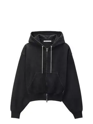 Alexander Wang Rhinestone-drawcord Zip-up Hoodie - Black