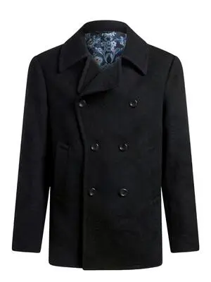 Etro Jacquard Double-breasted Pea Coat - Blue
