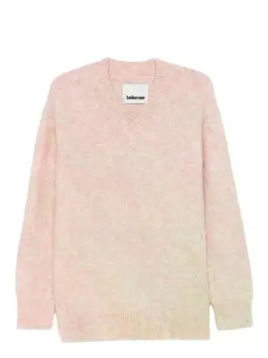 BELLEROSE V-neck Fine Knit Sweater - Pink