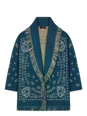 Alanui Bandana-jacquard Cardigan - Blue