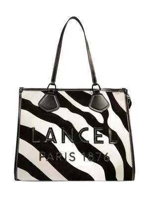 LANCEL Zebra-print Suede Tote Bag - Black