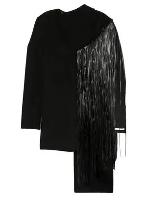 Sportmax Fringed-detail Panelled Dress - Black