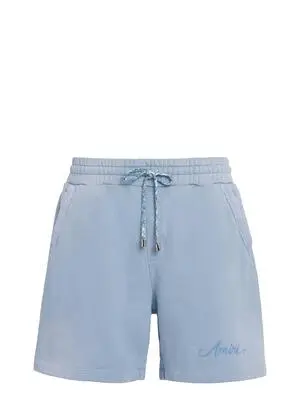 Amiri Bleach Bandana Cotton Sweatshorts - Blue