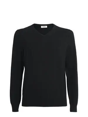 Sandro V-neck Wool Sweatshirt - Black