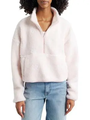 HAPPY CAMP3R Embroidered Faux Fur Pullover - Pastel Pink