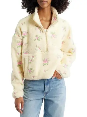 HAPPY CAMP3R Rose Petals Quarter Zip Pullover - Cream