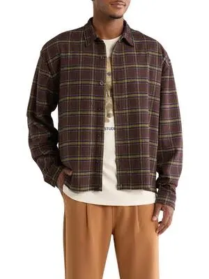 SANTO STUDIO Scobello Plaid Flannel Button-up Shirt - Maroon