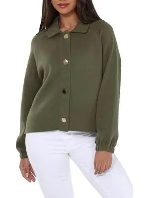 RAIN AND ROSE Button Front Jacket - Green