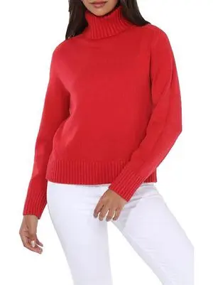 RAIN AND ROSE Turtleneck Long Sleeve Sweater - Red