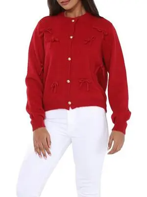 RAIN AND ROSE Bow Detailed Cardigan - Red