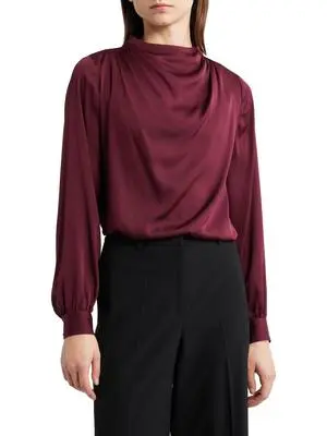Elie Tahari Ember Stretch Silk Top - Noir Berry Red