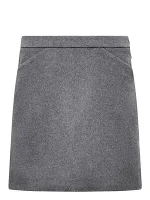 Another Tomorrow Tailored Mini Skirt - Medium Melange Grey