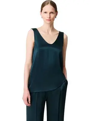 Another Tomorrow Sleeveless Tank Blouse - Juniper