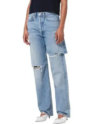 AGOLDE Amryn Double Layer Ripped Straight Leg Jeans - Release