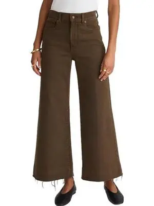 Madewell The Flare Wide Leg Crop Jeans - Dark Mocha