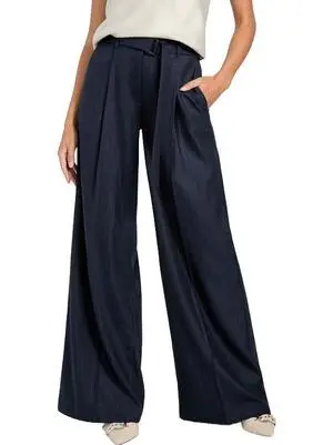 Guess Pinstripe Wide Leg Pants With Belt - S7z1-dark