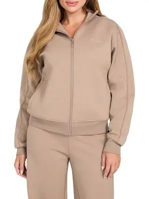 Guess Octavia High Neck Full Zip Sweatshirt Beige