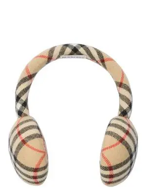 Burberry Check Wool & Cashmere Earmuffs - Sand Ip Check
