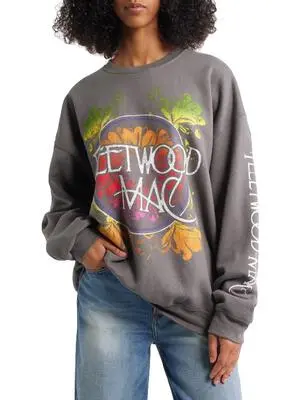 MERCH TRAFFIC Fleetwood Mac Floral Graphic Sweatshirt - Solid Charcoal